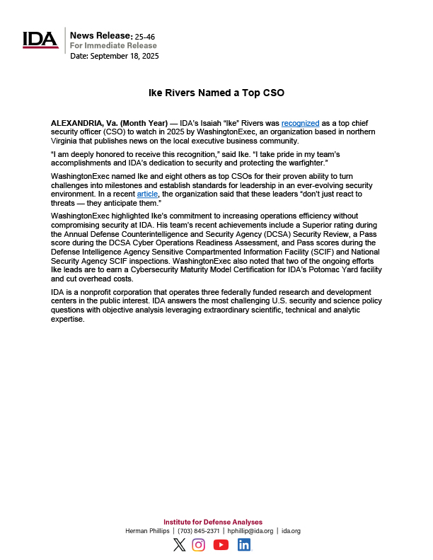 Ike Rivers Named a Top CSO