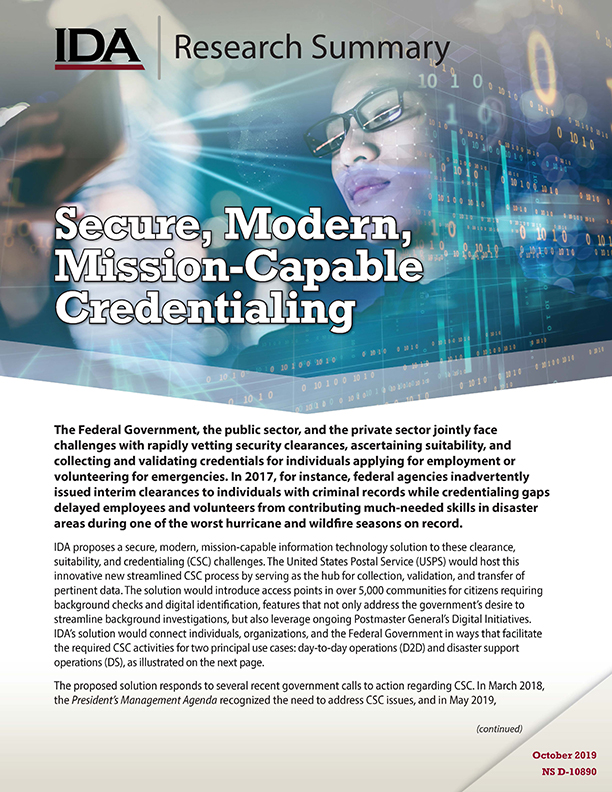 document cover, Secure, Modern, Mission-Capable Credentialing document cover, Secure, Modern, Mission-Capable Credentialing